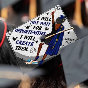 Personalized Graduation Cap Topper Black Girl, Custom Black Queen Cap ...