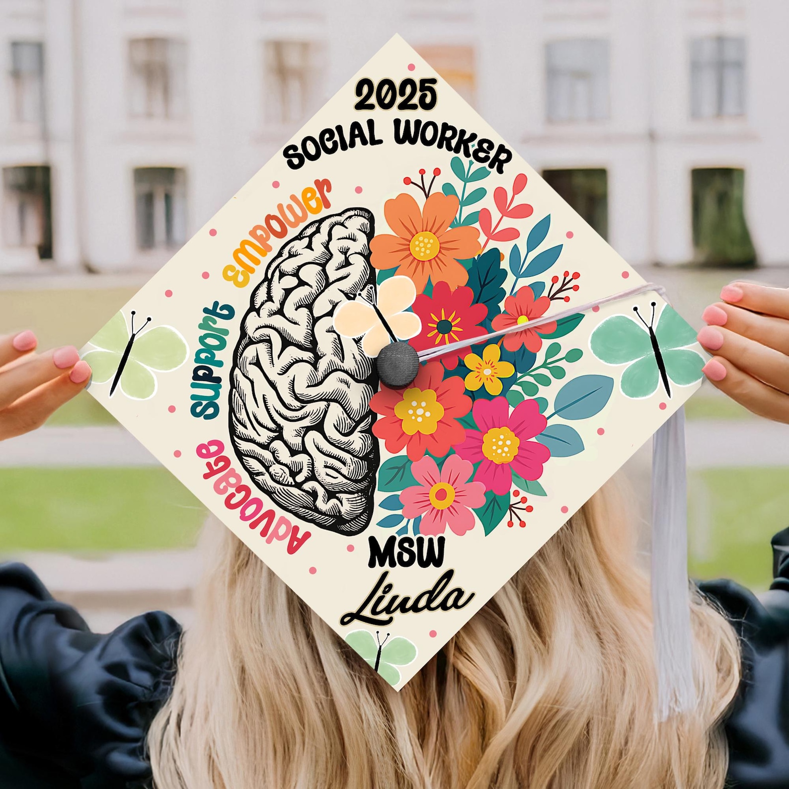 Custom Social Worker Grad Cap Topper, Personalized Social Work Cap ...
