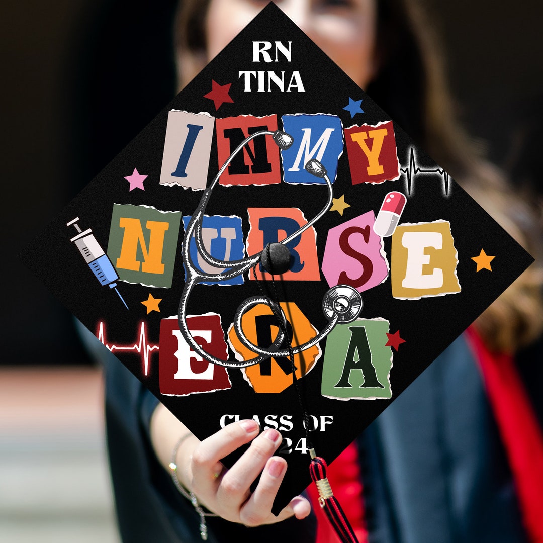 In My Nurse Era Graduation Cap Topper, Personalized RN Nursing Grad Cap ...