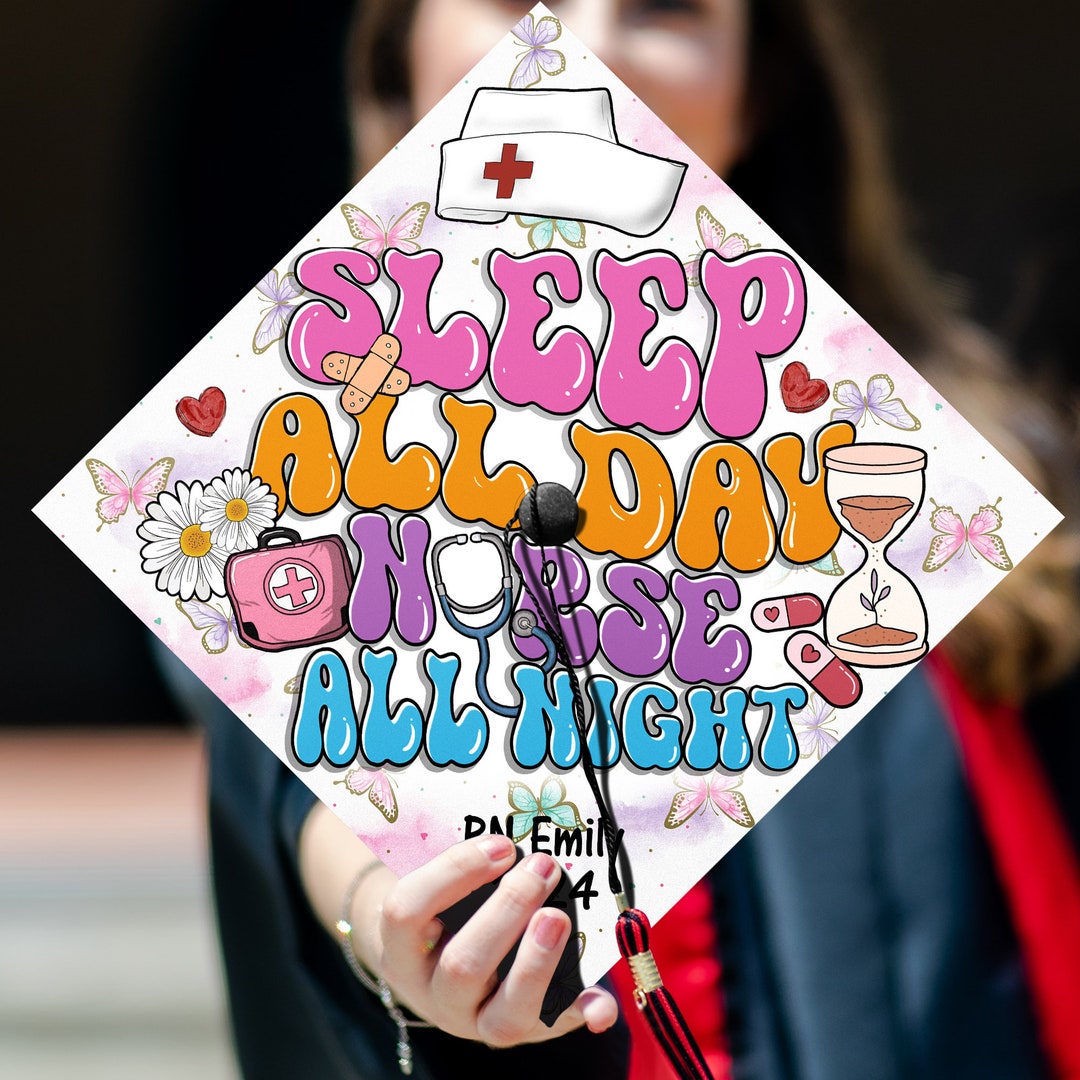 Funny RN Nursing Graduation Cap, Personalized Nurse Grad Cap Topper ...