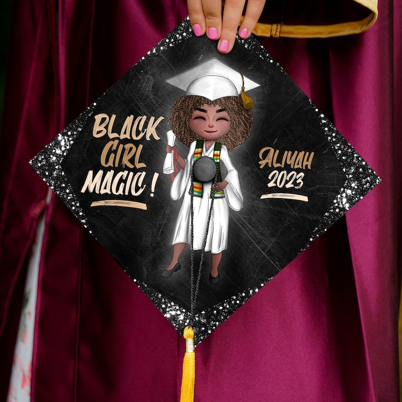 Personalized Black Girl Magic Grad Cap Topper Custom - Etsy