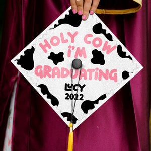Printed Cow Lovers Grad Cap Topper Country Girl Personalized - Etsy