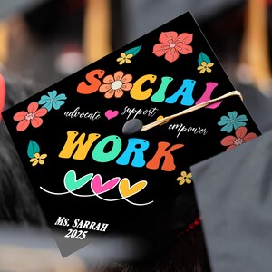 Custom Graduation Cap Topper, Personalized Social Work Grad Cap Topper ...