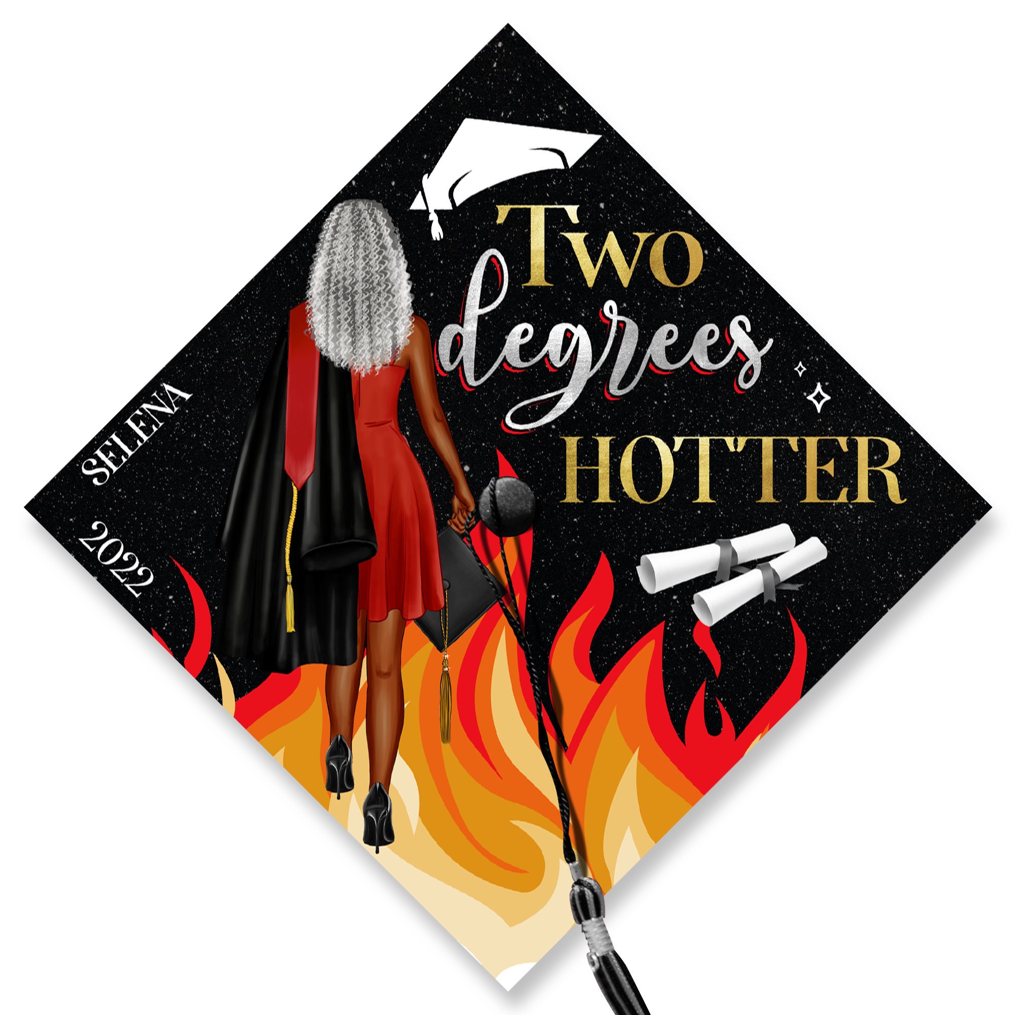 Two Degrees Hotter Printed Graduation Cap Topper Personalized - Etsy