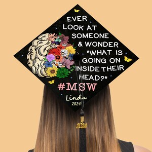 Custom MSW Social Work Graduation Cap, Personalized Grad Cap Topper for ...