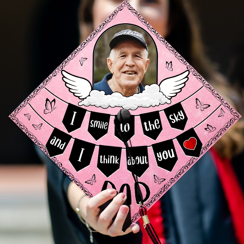Printed Photo Upload Grad Cap Topper Memorial Grad Cap - Etsy