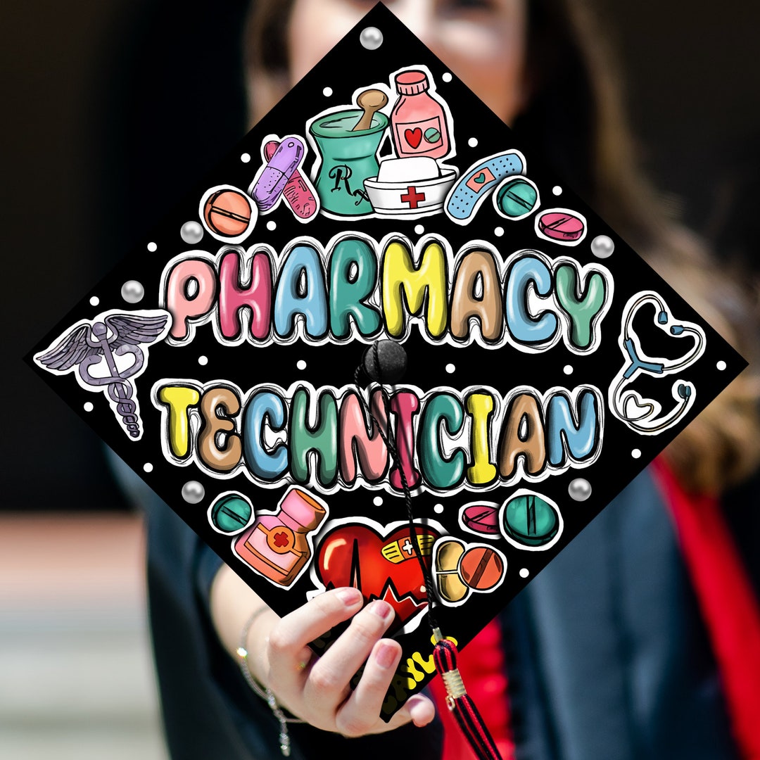 Pharmacy Technician Grad Cap Topper, Custom Pharmacist Graduation Cap ...