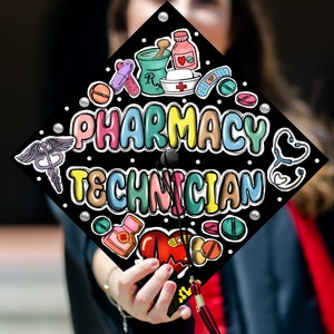 Pharmacy Technician Grad Cap Topper, Custom Pharmacist Graduation Cap ...