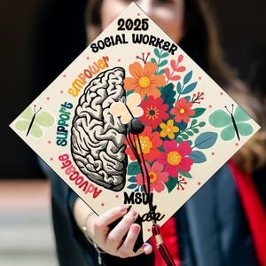 Custom Social Worker Grad Cap Topper, Personalized Social Work Cap ...