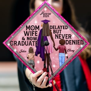 Mom Wife and Now Graduate Grad Cap Topper, Personalized Mom and Child ...