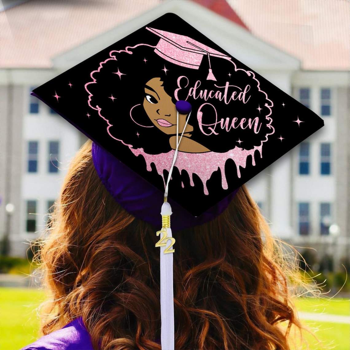 Educated Queen Graduation Cap Topper, Black Queen Grad Cap Topper ...