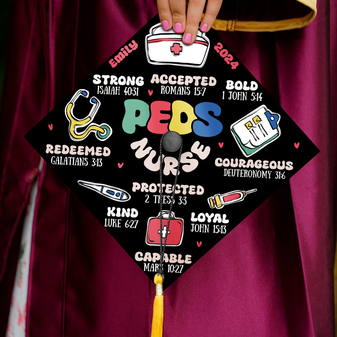 Personalized Pediatric Nurse Graduation Cap, Customized Ped Nurse Grad ...