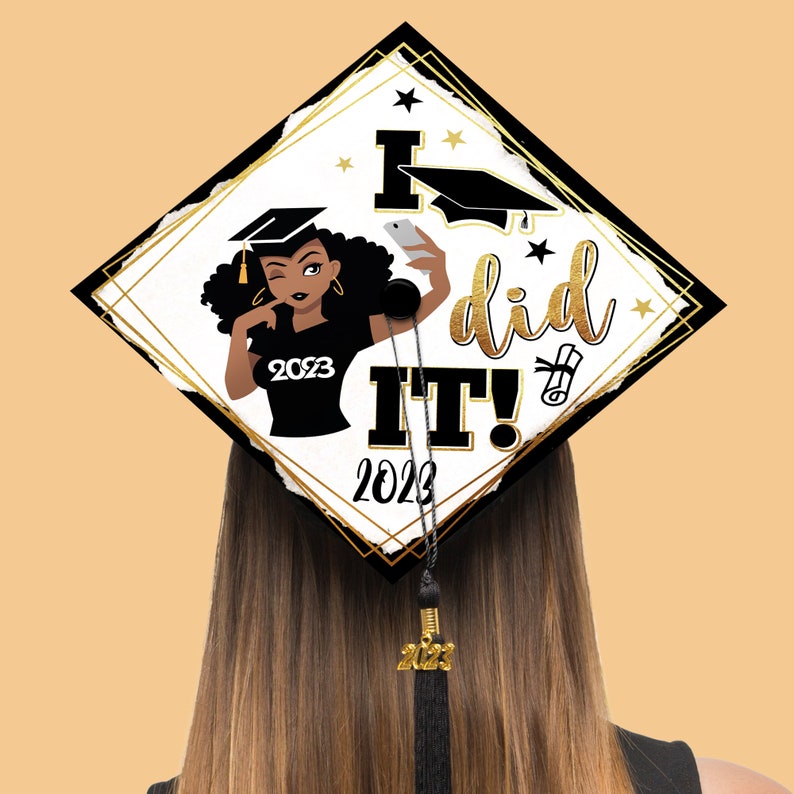 I Did IT Graduation Cap Topper, Black Queen Grad Cap Topper, Melanin ...