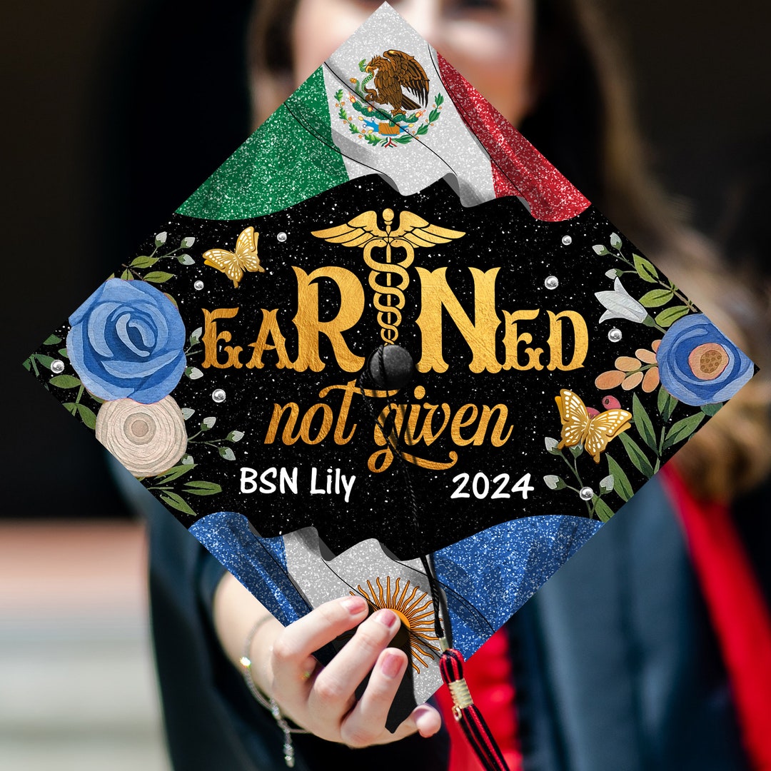 Personalized Mexican RN Nursing Grad Cap, Custom Argentina RN Nursing ...