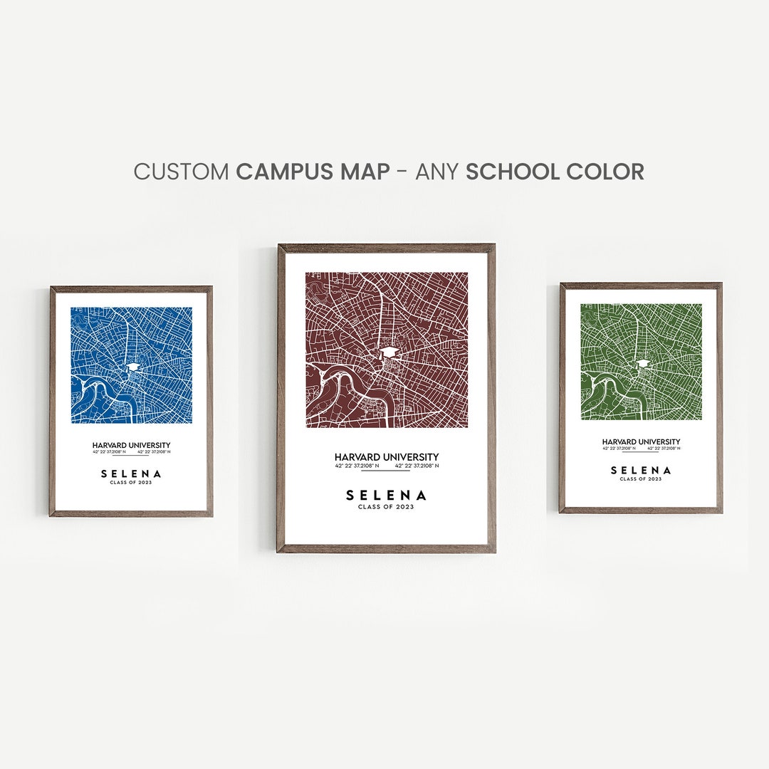 Custom Graduation Gifts for Him, College University Campus Map Poster ...