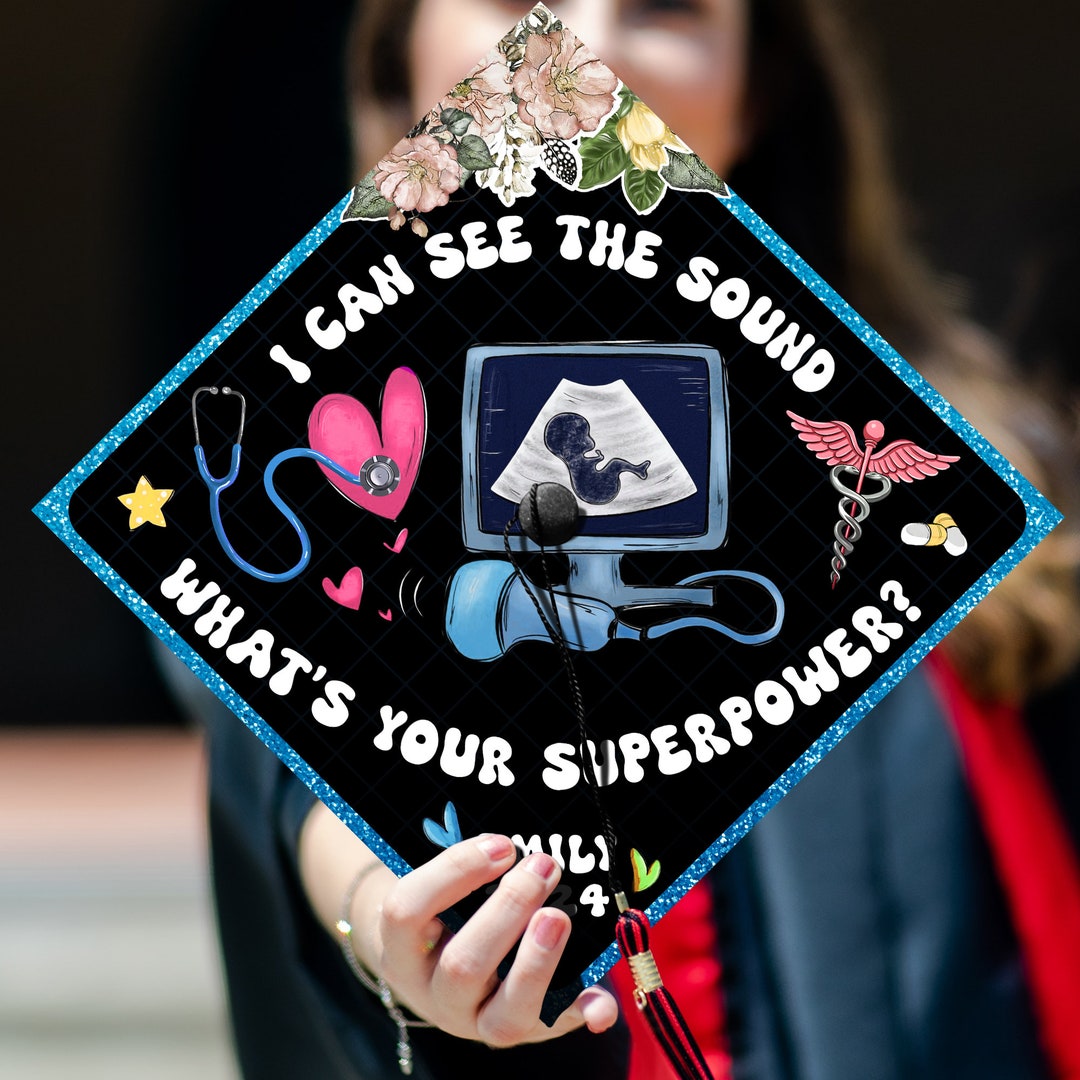Personalized Sonography Graduation Cap, Customize Sonographer Grad Cap ...