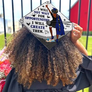 Personalized Graduation Cap Topper Black Girl, Custom Black Queen Cap ...