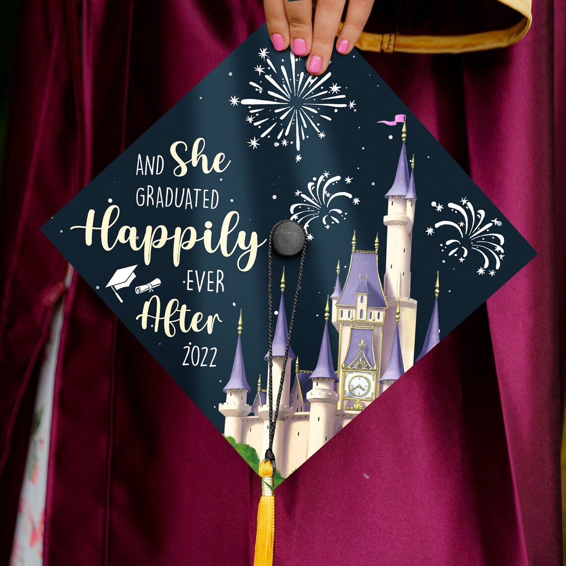 And She Graduated Happily Ever After Graduation Cap Topper - Etsy