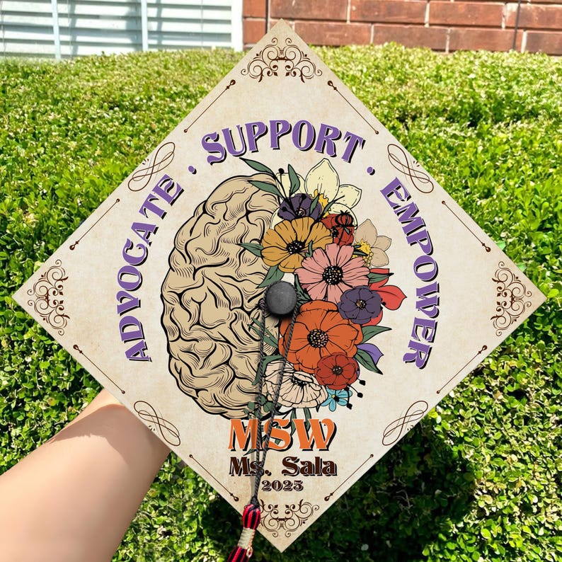 Master Social Worker Graduation Cap Topper, Customized Social Work Grad ...