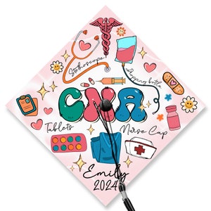Personalized CNA Nurse Grad Cap Topper, Certified Nursing Assistant ...