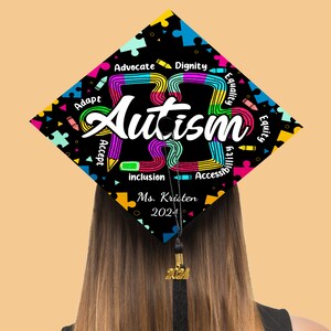Personalized Autism Printed Graduation Cap Topper, Custom Special ...