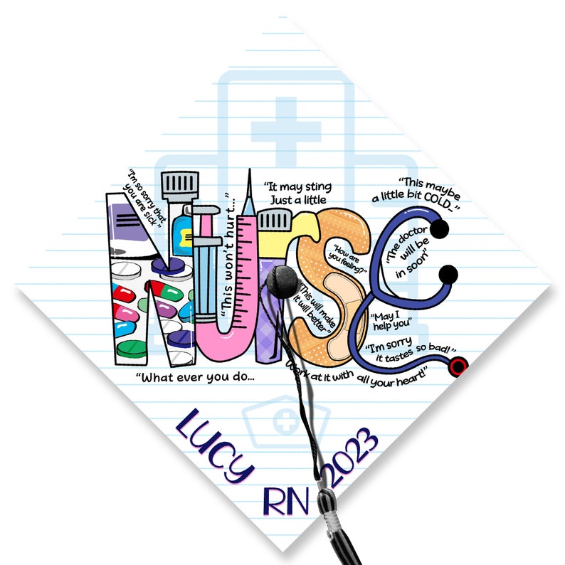 Printed Nurse Symbols Grad Cap Nursing Grad Cap Topper - Etsy