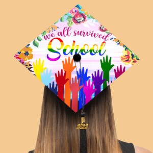 LGBT We All Survived SCHOOL Printed Graduation Cap Topper, Personalized ...