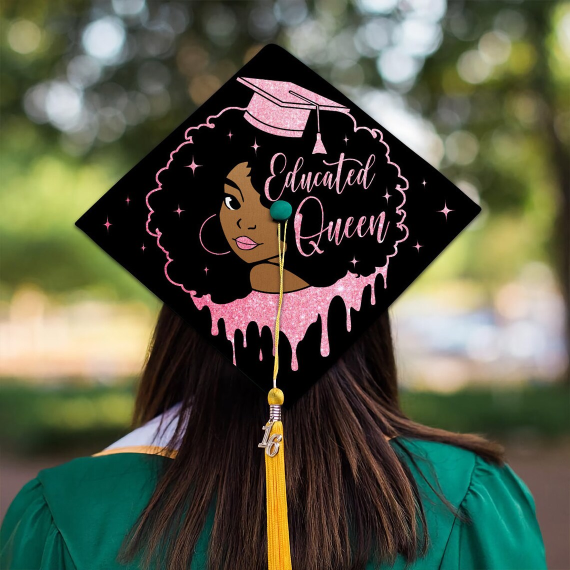 Educated Queen Graduation Cap Topper, Black Queen Grad Cap Topper ...