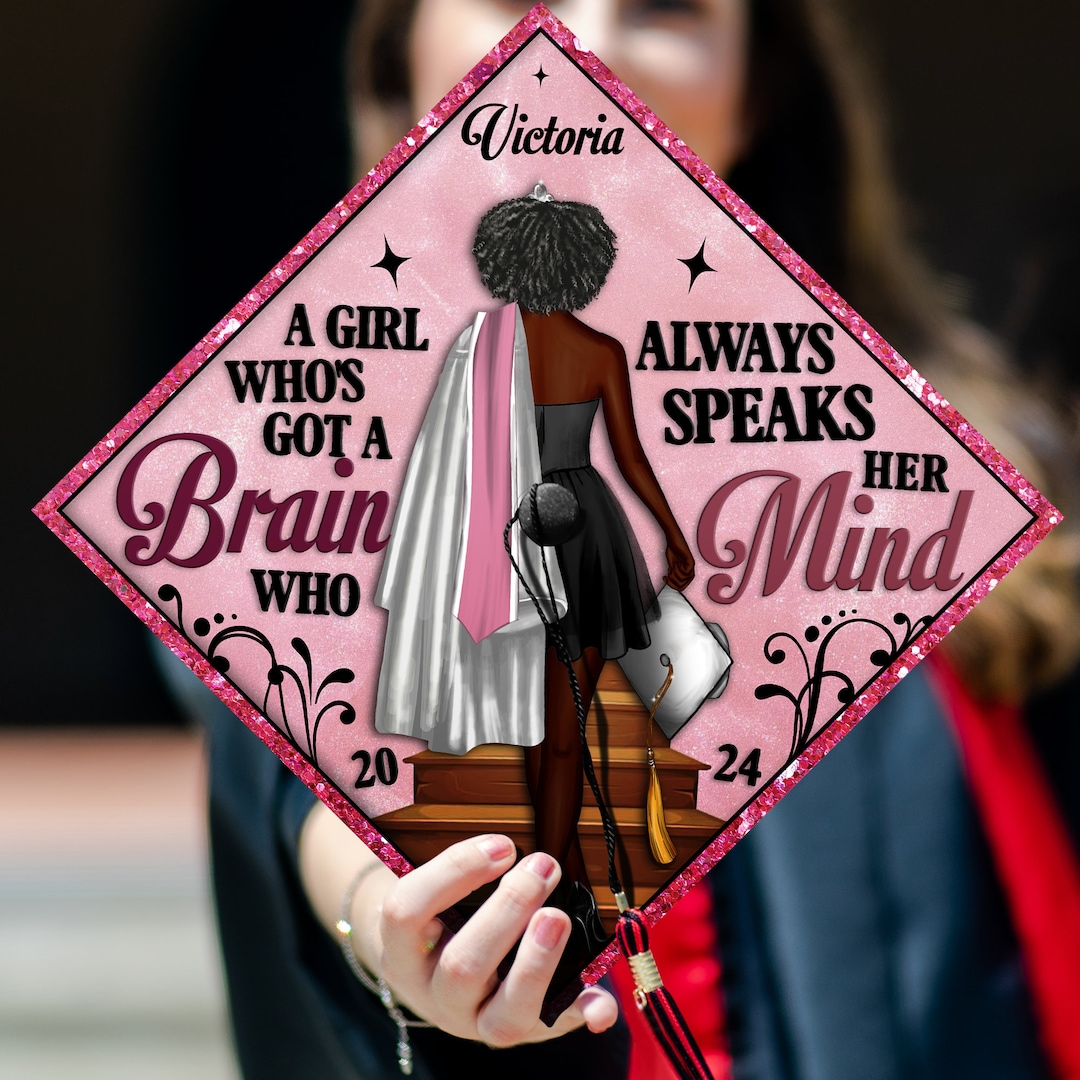 Personalized Graduation Cap Topper Black Girl, Custom Black Queen Grad ...