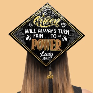 Printed Black Queen Grad Cap Topper, Funny Grad Cap Topper, Teacher ...