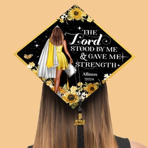 Custom Christian Graduation Cap Topper, the Lord Gave Me Strength ...