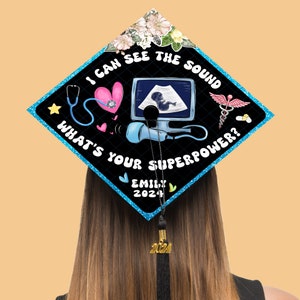 Personalized Sonography Graduation Cap, Customize Sonographer Grad Cap ...