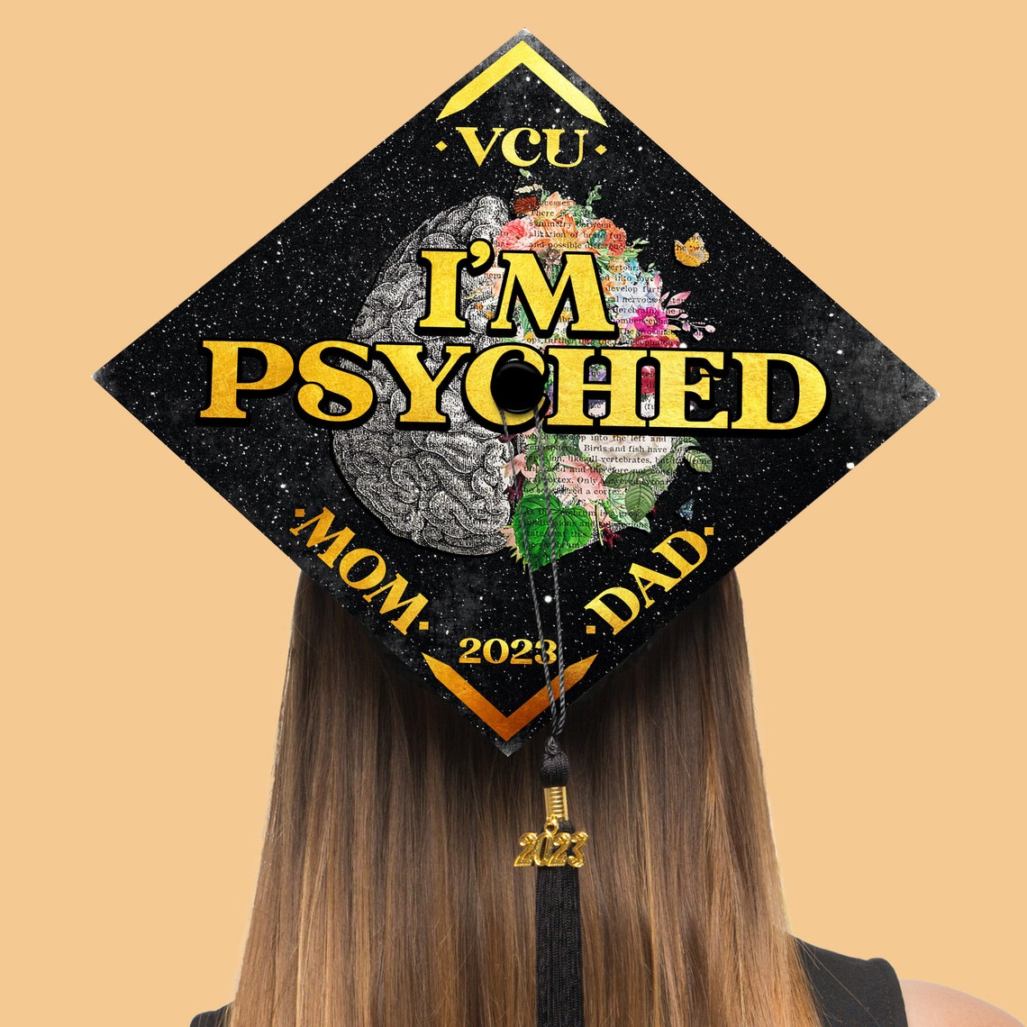 Personalized Psychology Graduation Cap Topper, Motivational ...