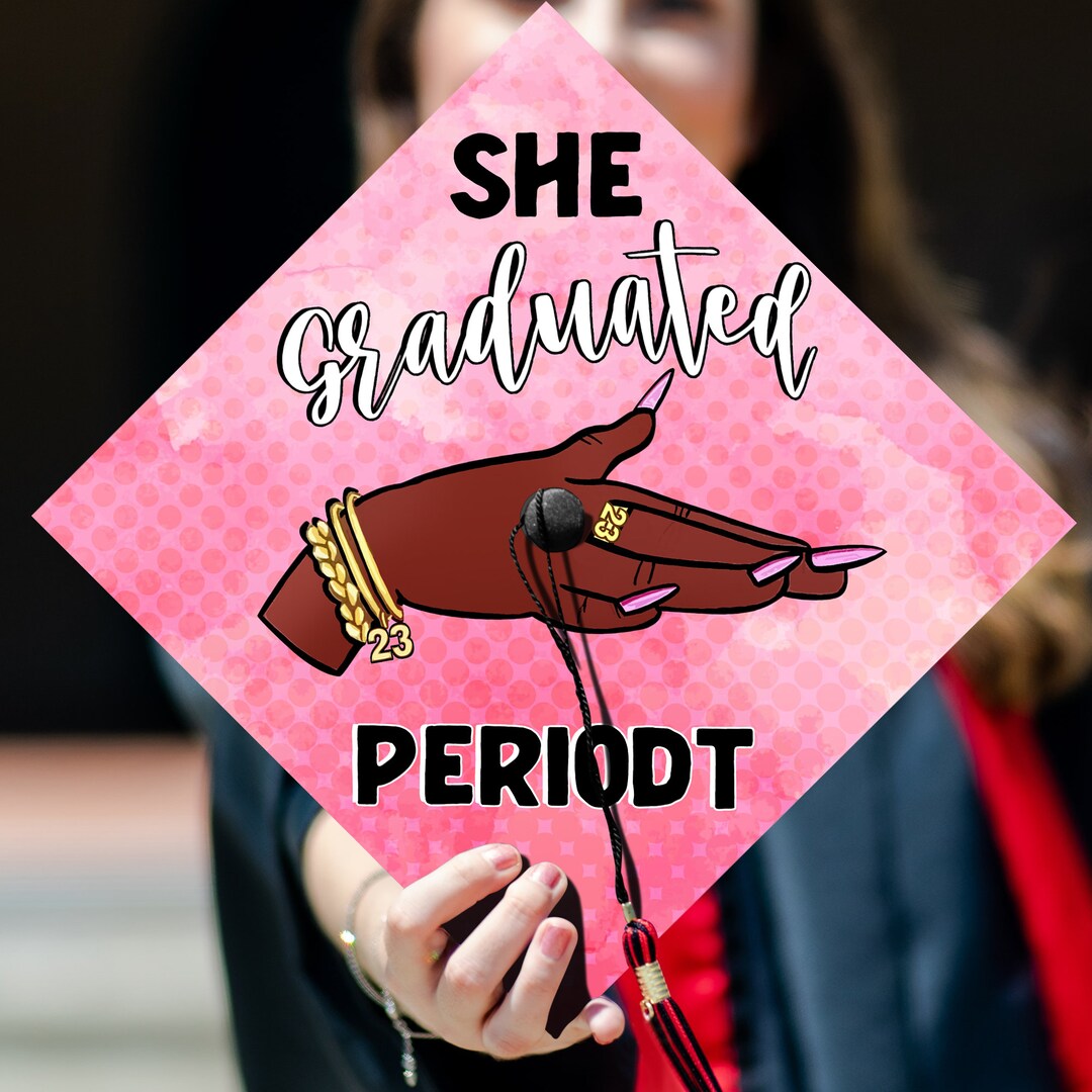 She Graduated Periodt Graduation Cap Topper, Black Queen Grad Cap ...