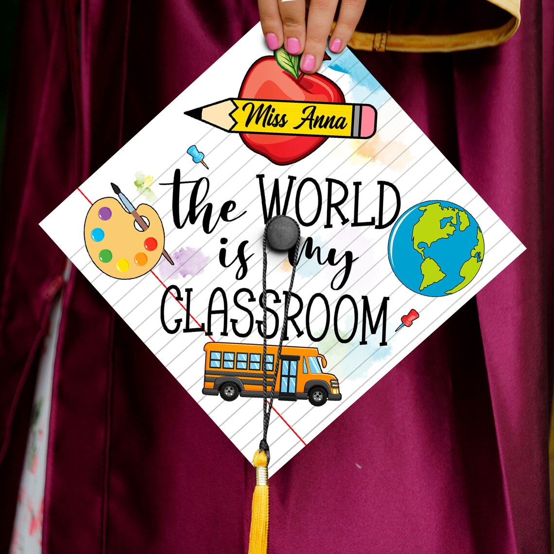 Printed Teacher Graduation Cap Topper Teacher Custom Grad Cap - Etsy