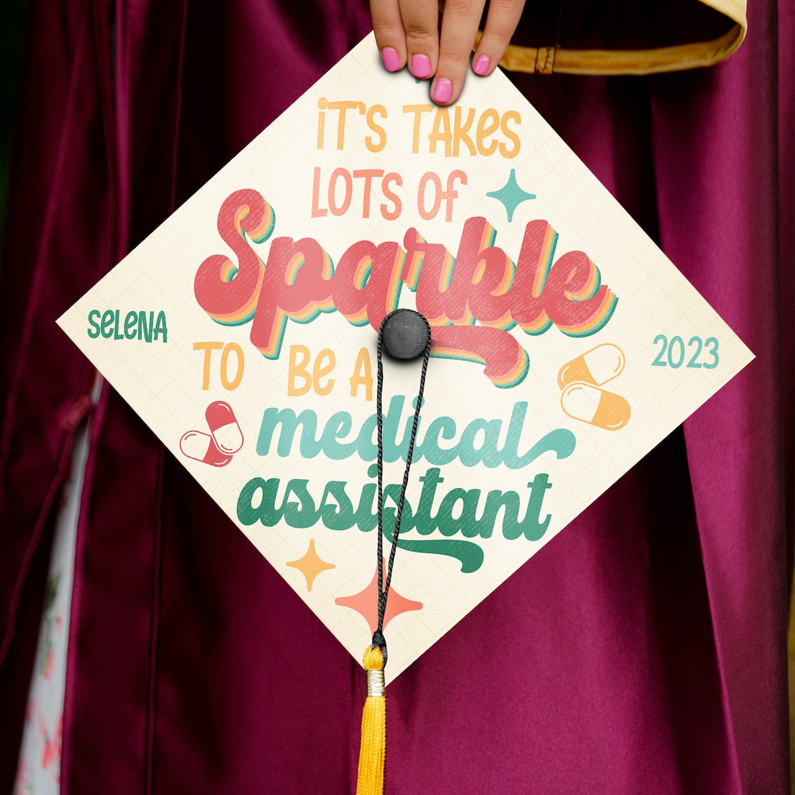 Custom Medical School Graduation Cap Topper Custom RN Cap - Etsy