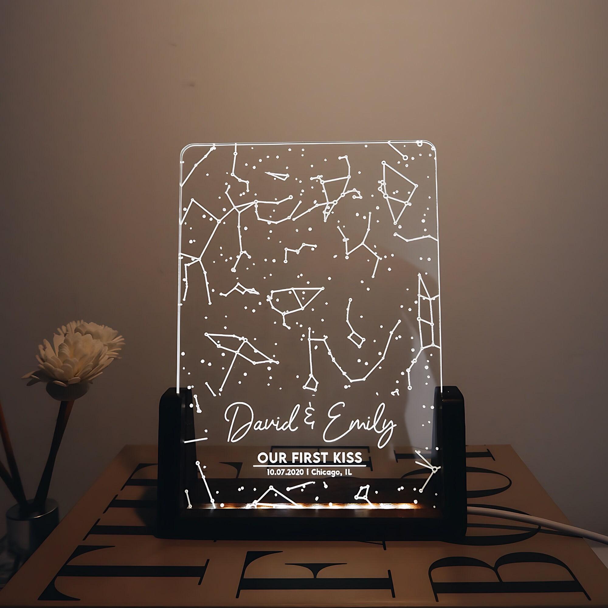 Personalized Star Map Night Light Gifts, Custom Valentines Gift for ...