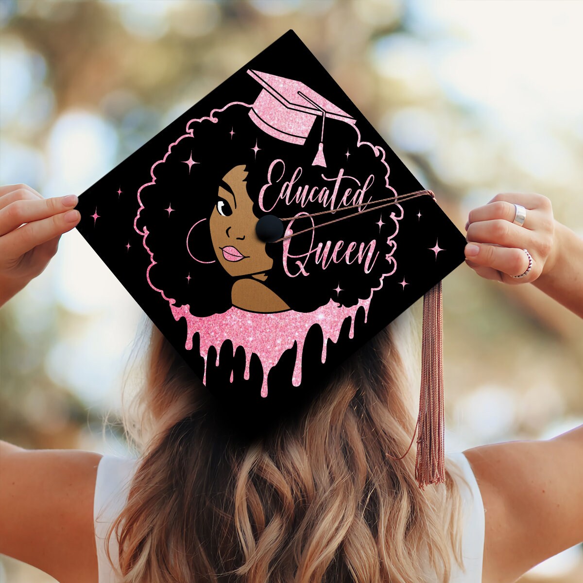 Educated Queen Graduation Cap Topper, Black Queen Grad Cap Topper ...