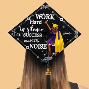 Personalized Graduation Cap Topper Black Girl Magic, Work Hard in ...