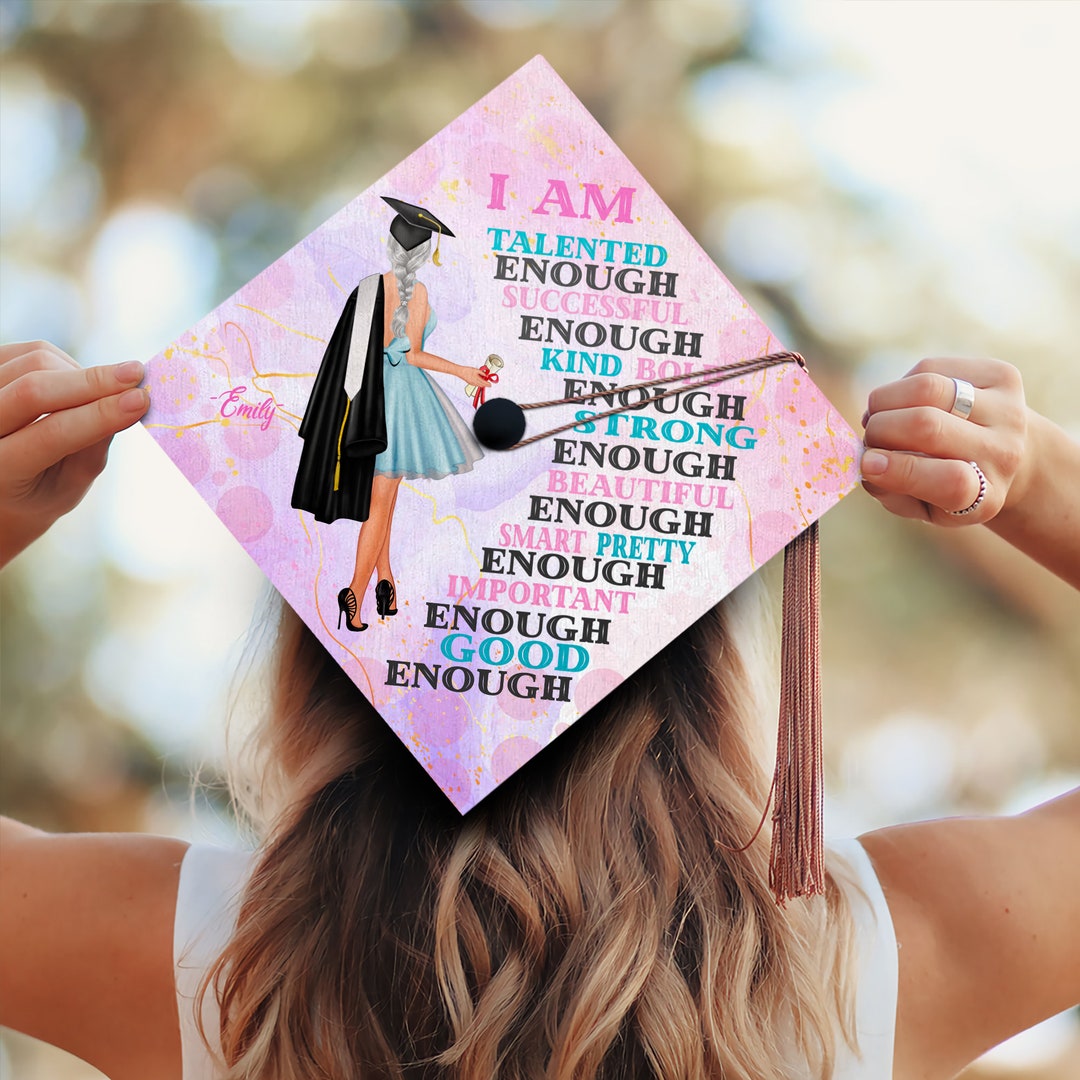 I Am Talented, I Am Successful, I Am Enough, Black Girl Graduation Cap ...