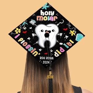 Funny Dental Hygiene Graduation Cap, Personalized RDH Grad Cap Topper ...