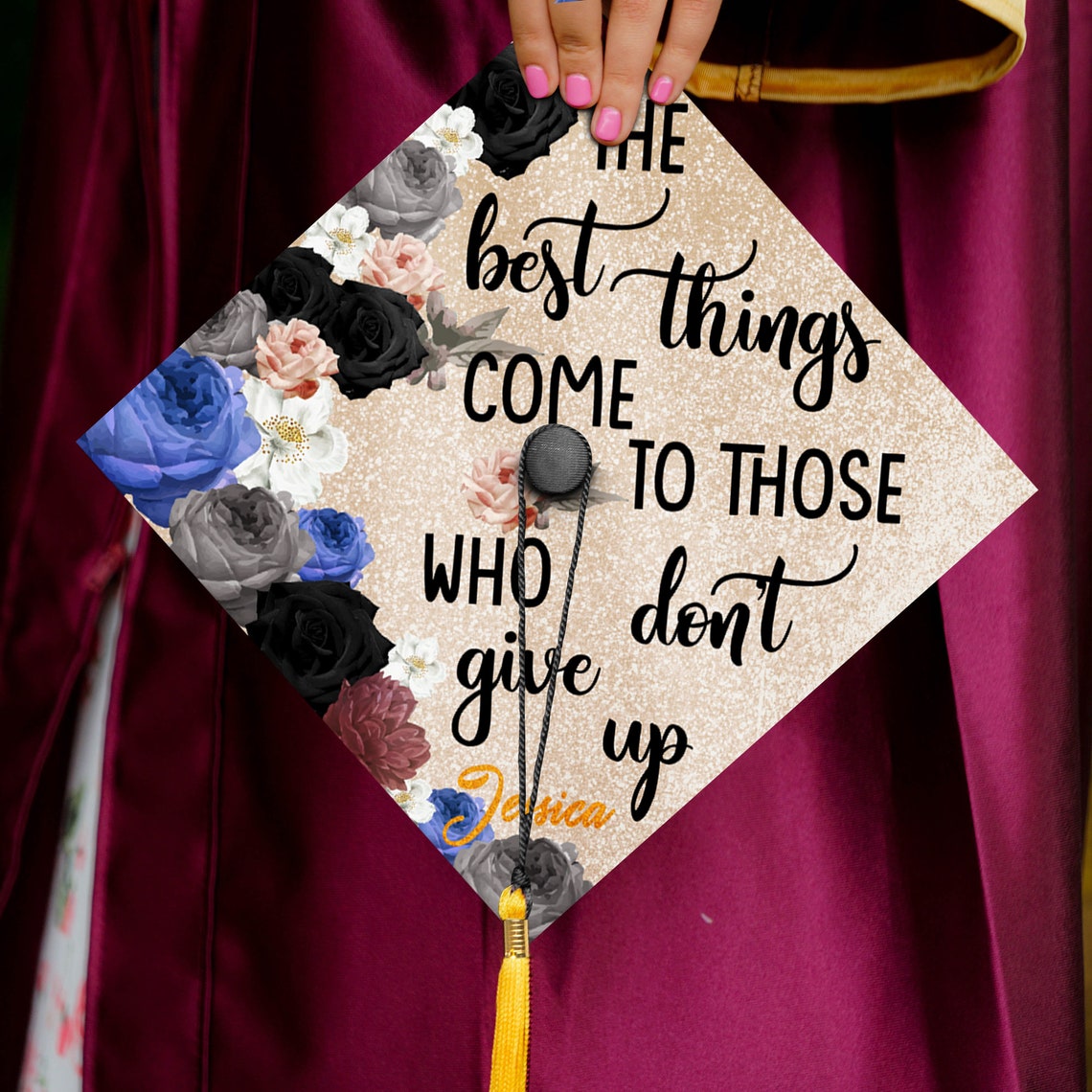 Printed Motivation Graduation Cap Topper, Funny Grad Cap Topper ...