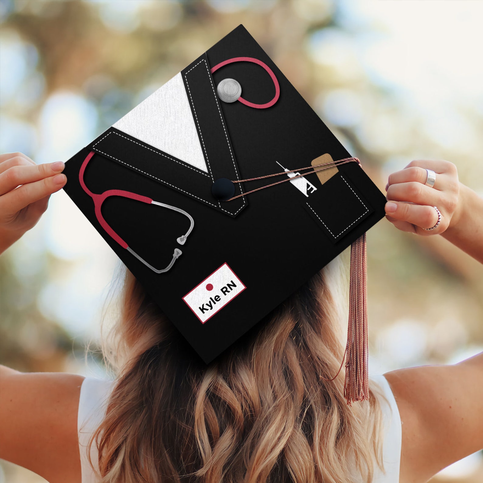 Scrub Top RN Uniform Graduation Cap Nursing Grad Cap Topper - Etsy