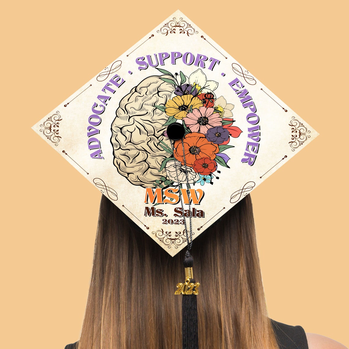 Master Social Worker Graduation Cap Topper Customized Social - Etsy