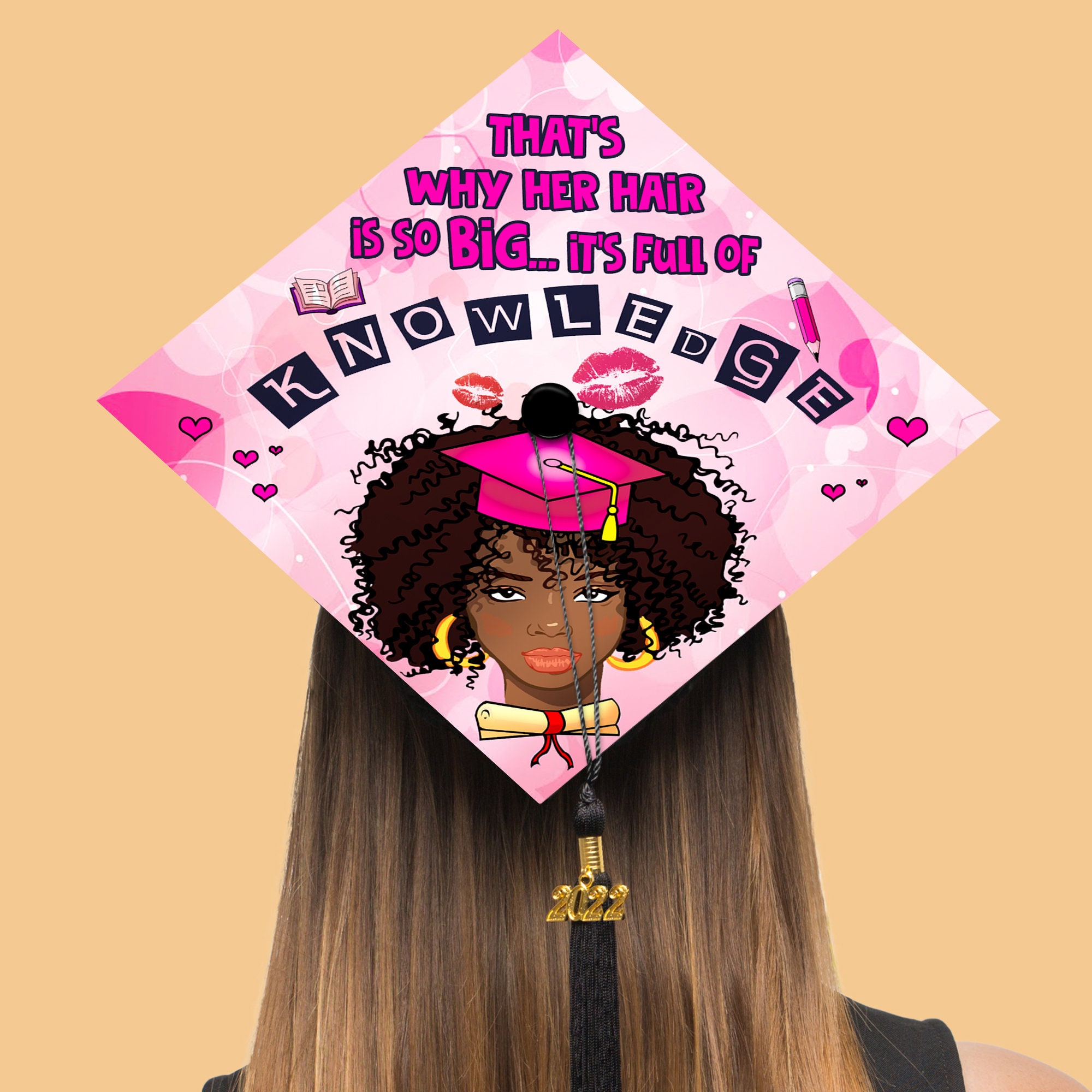 It's Full of Knowledge Printed Graduation Cap Topper, Black Queen Grad ...