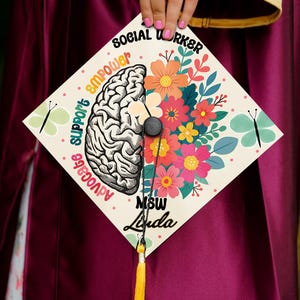 Custom Social Worker Grad Cap Topper, Personalized Social Work Cap ...