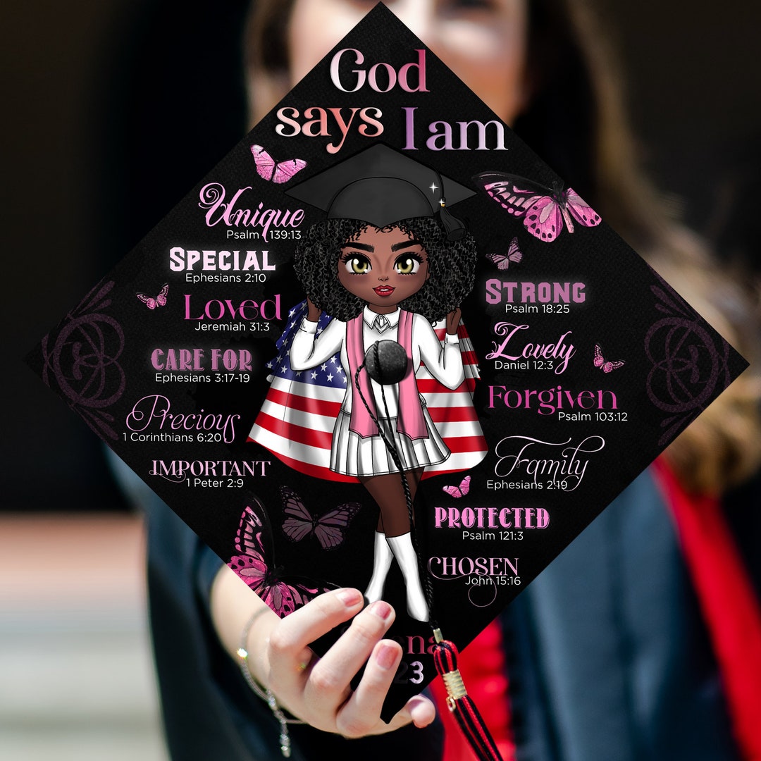 Personalized Gods Say I Am Graduation Cap Topper, Custom Black Girl ...