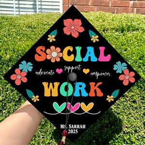 Custom Graduation Cap Topper, Personalized Social Work Grad Cap Topper ...