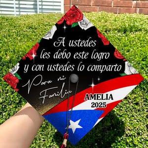 Personalized Puerto Rico Grad Cap Topper Para Mi Familia, Custom Flag ...