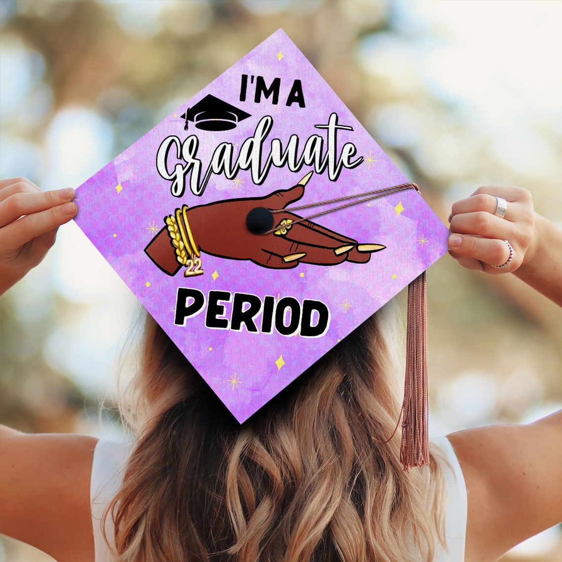 I Am A Graduate Period Graduation Cap Topper Black Queen Grad - Etsy